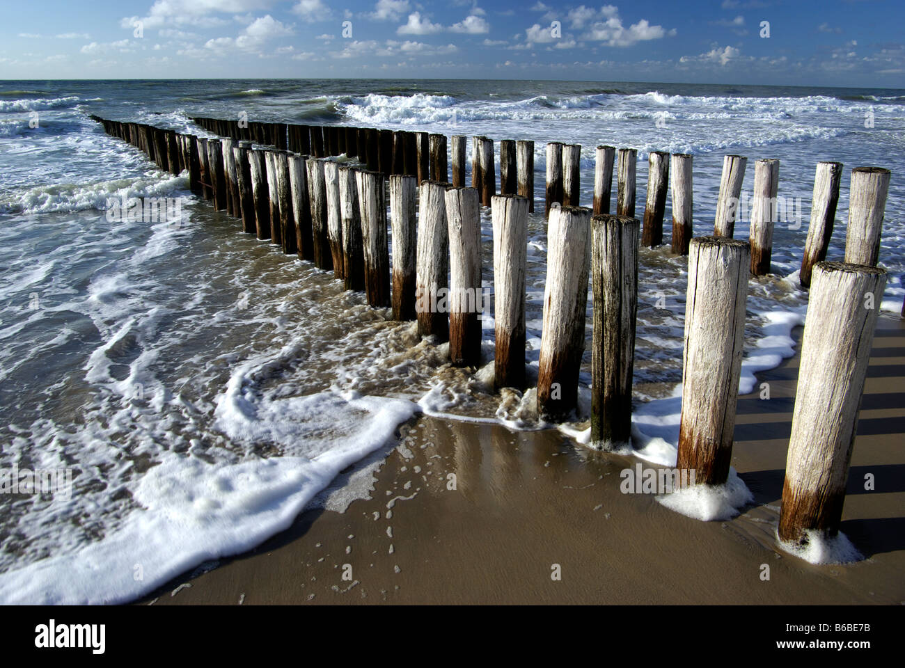 wooden wave breakers by Domburg Walcheren Zeeland Holland Netherlands ...