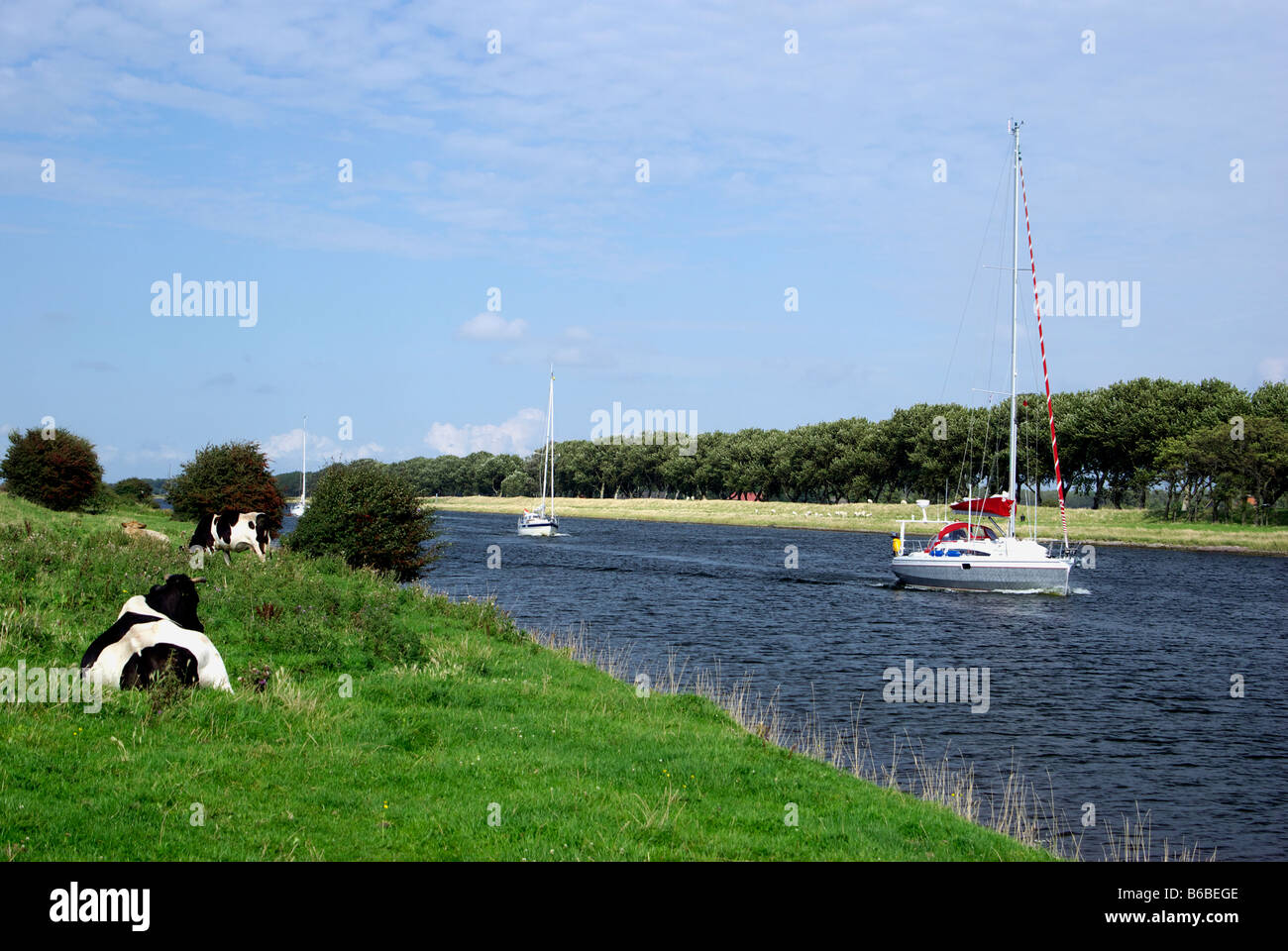 sailing boat on the Walcheren canal between Veere and Middleburg Stock ...