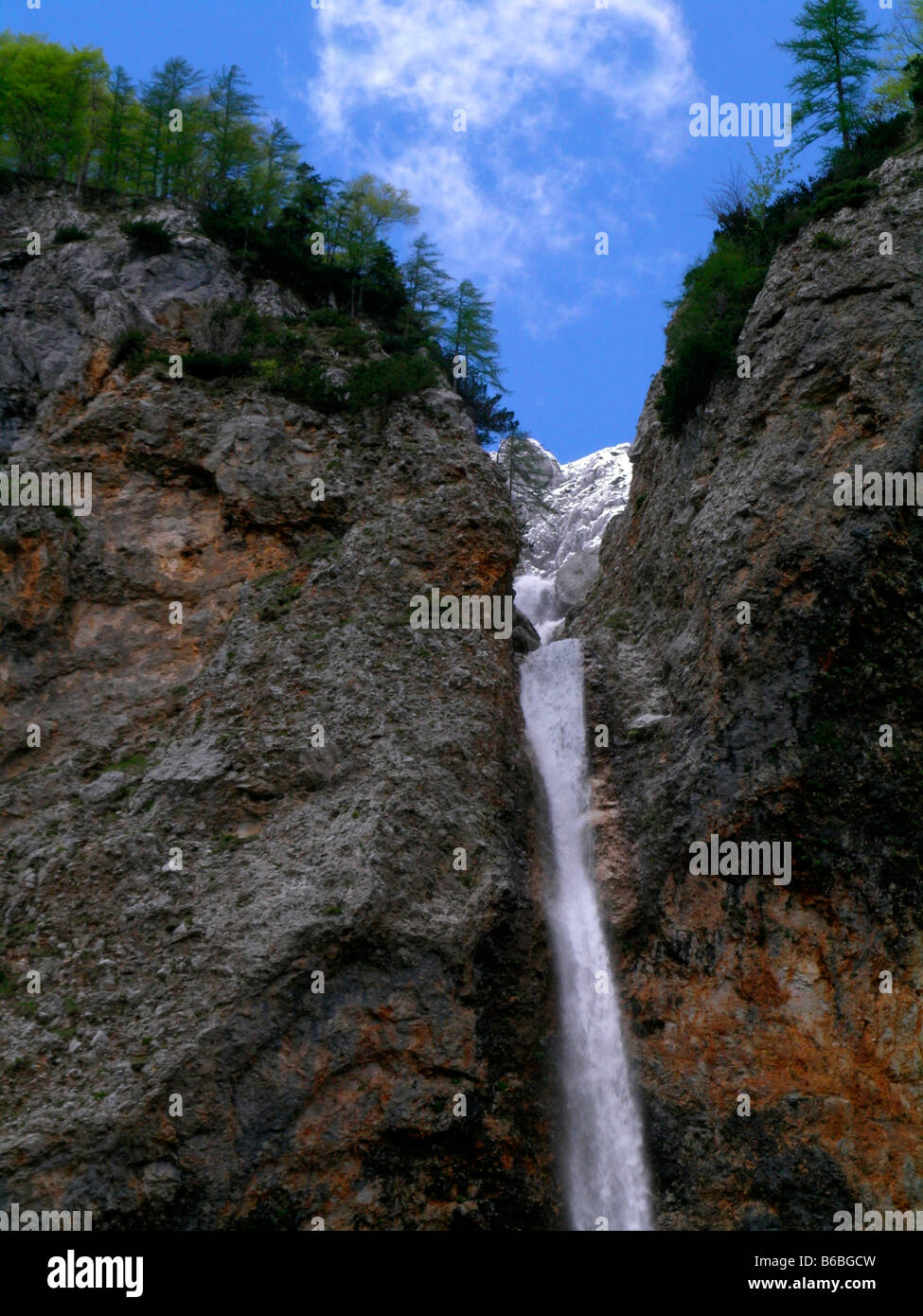 Low angle view of waterfall Stock Photo - Alamy