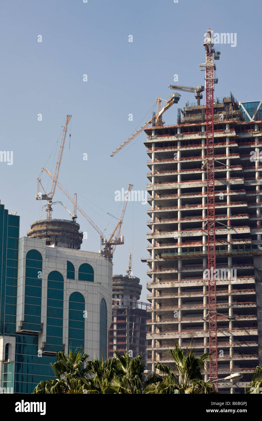 construction of highrise buildings in Doha, Qatar Stock Photo - Alamy