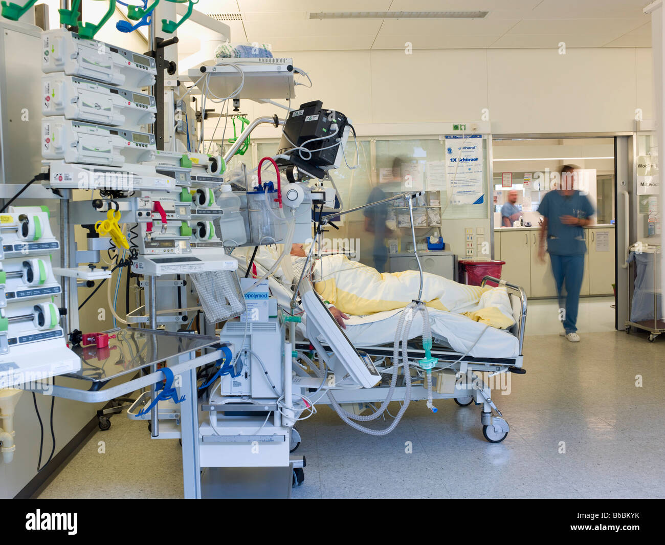 Side profile of patient lying on bed in hospital Stock Photo - Alamy