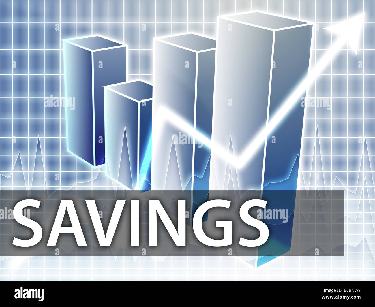 Savings finances illustration of bar chart diagram Stock Photo - Alamy