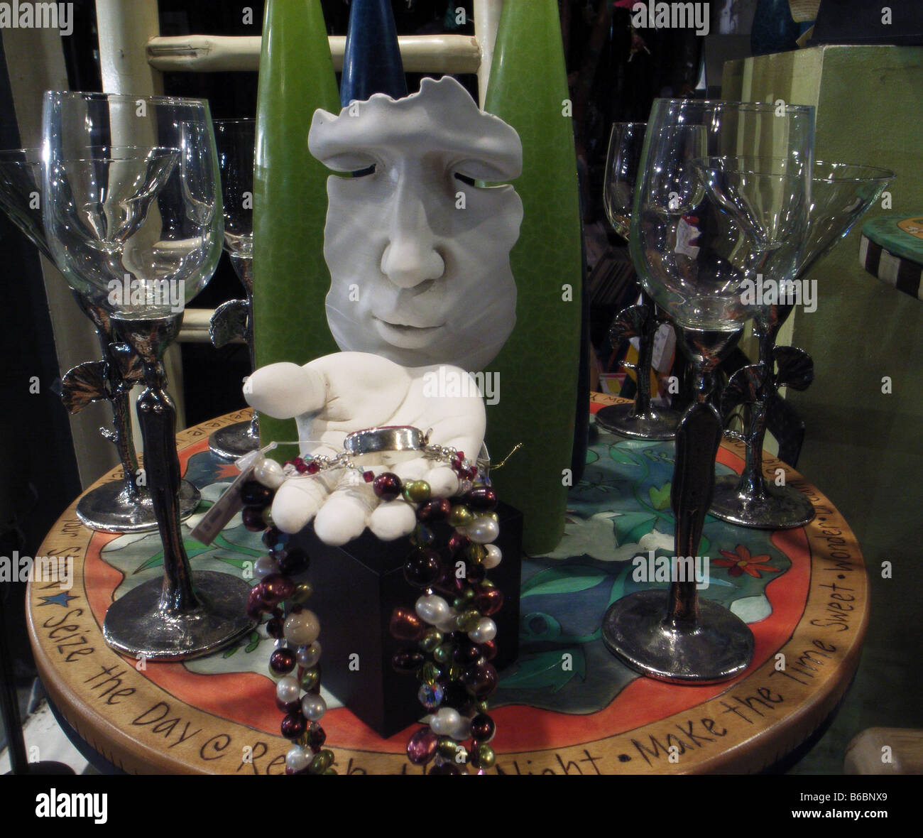 A store window display with custom art on Chapel Street, the trendy ...