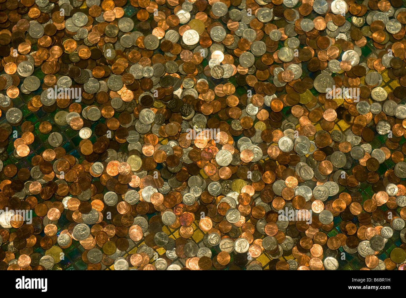 highly detailed background of coins Stock Photo - Alamy