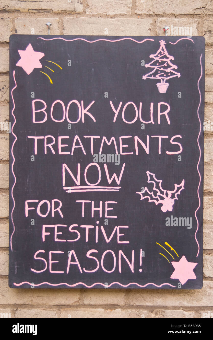 Book your treatments now for the festive season sign at uk beauty salon ...