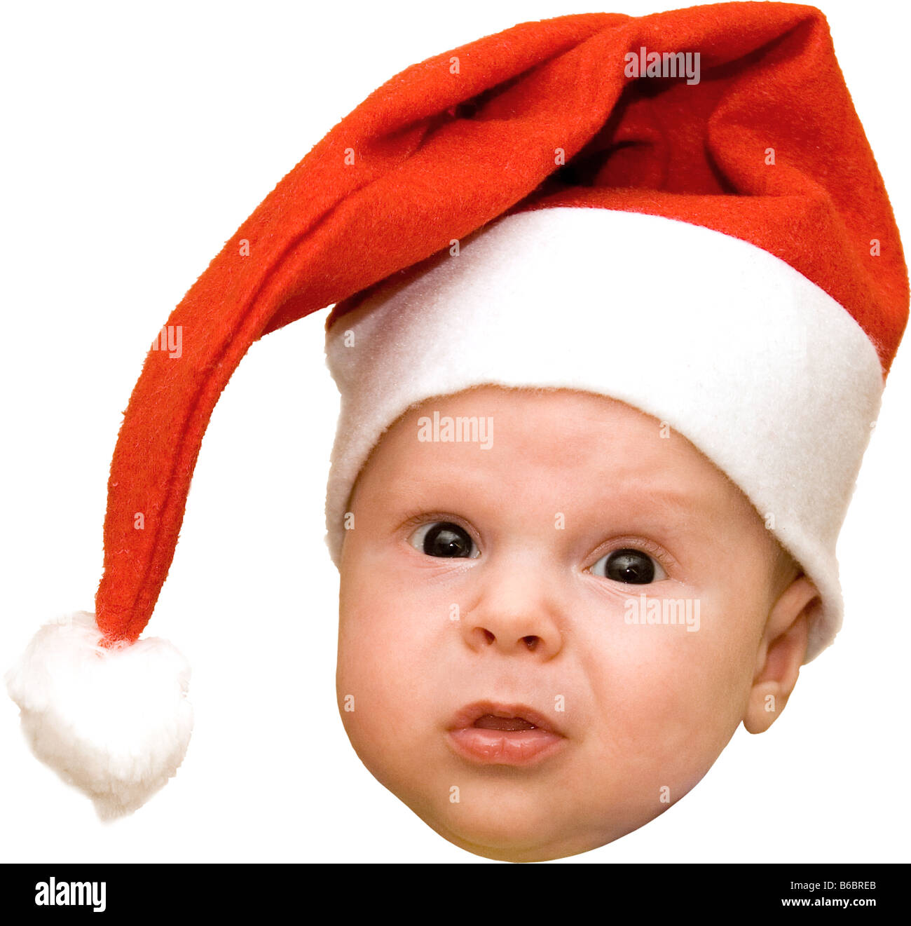 The child in a cap the Santa claus Stock Photo - Alamy