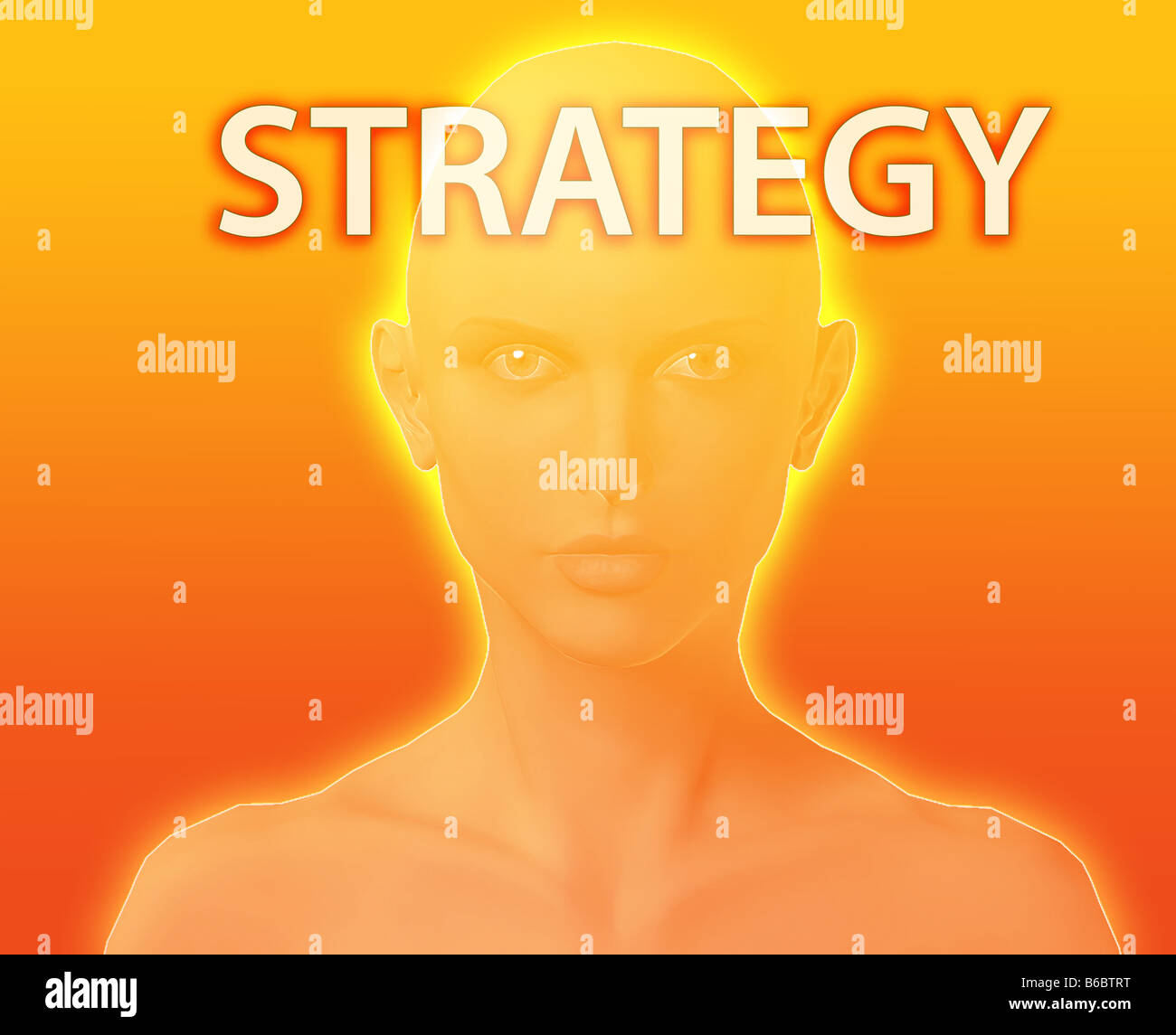 Illustration of woman s face with management strategy slogan Stock ...