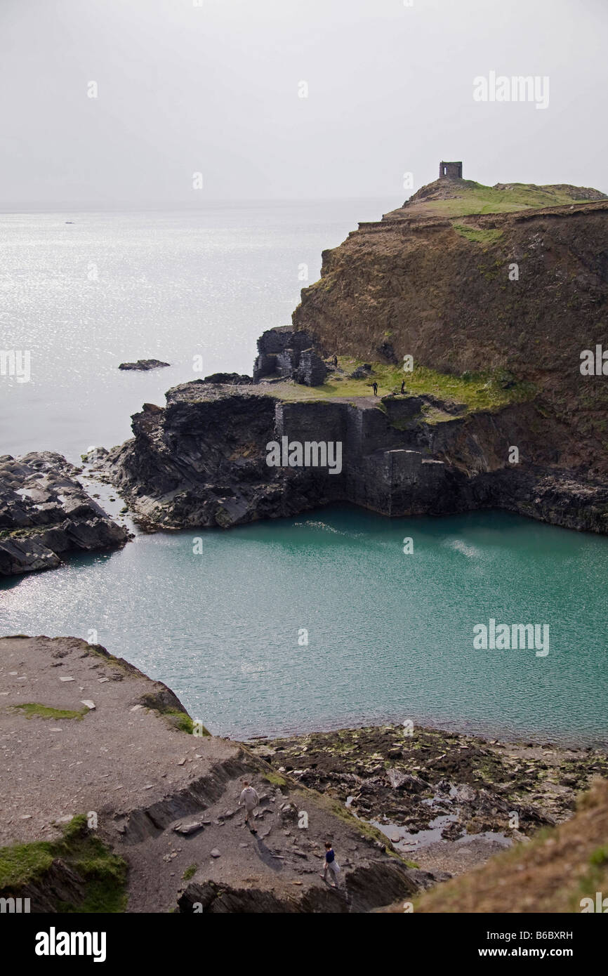 Blue Lagoon quarry pit at Aberiddi Pembrokeshire coast National park ...