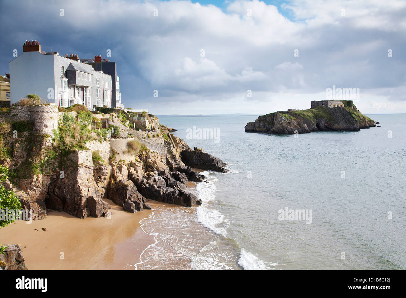 St Catherines island on South beach in Tenby South Wales Stock Photo ...