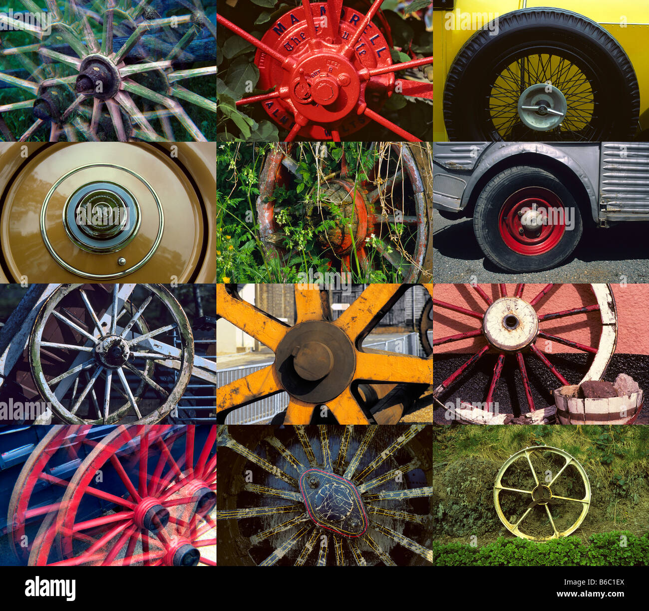 Multiple 12 x Image square format montage - Wheels Stock Photo - Alamy
