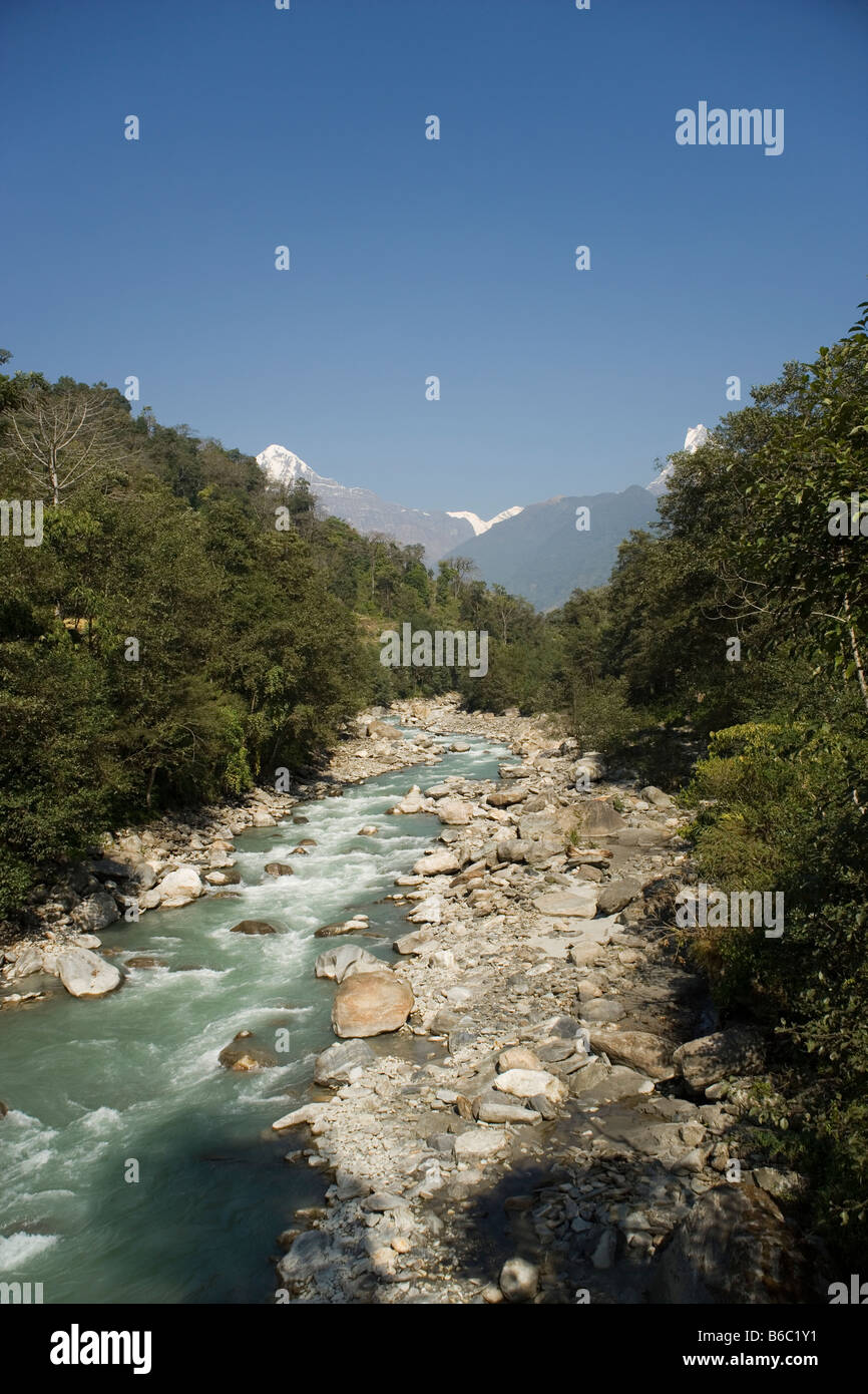 Rope bridge to cross mountain river hi-res stock photography and images ...