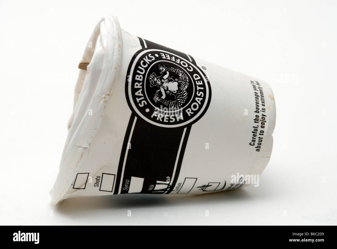 Distressed Starbucks coffee cup in New York on Tuesday December 2 2008 ...