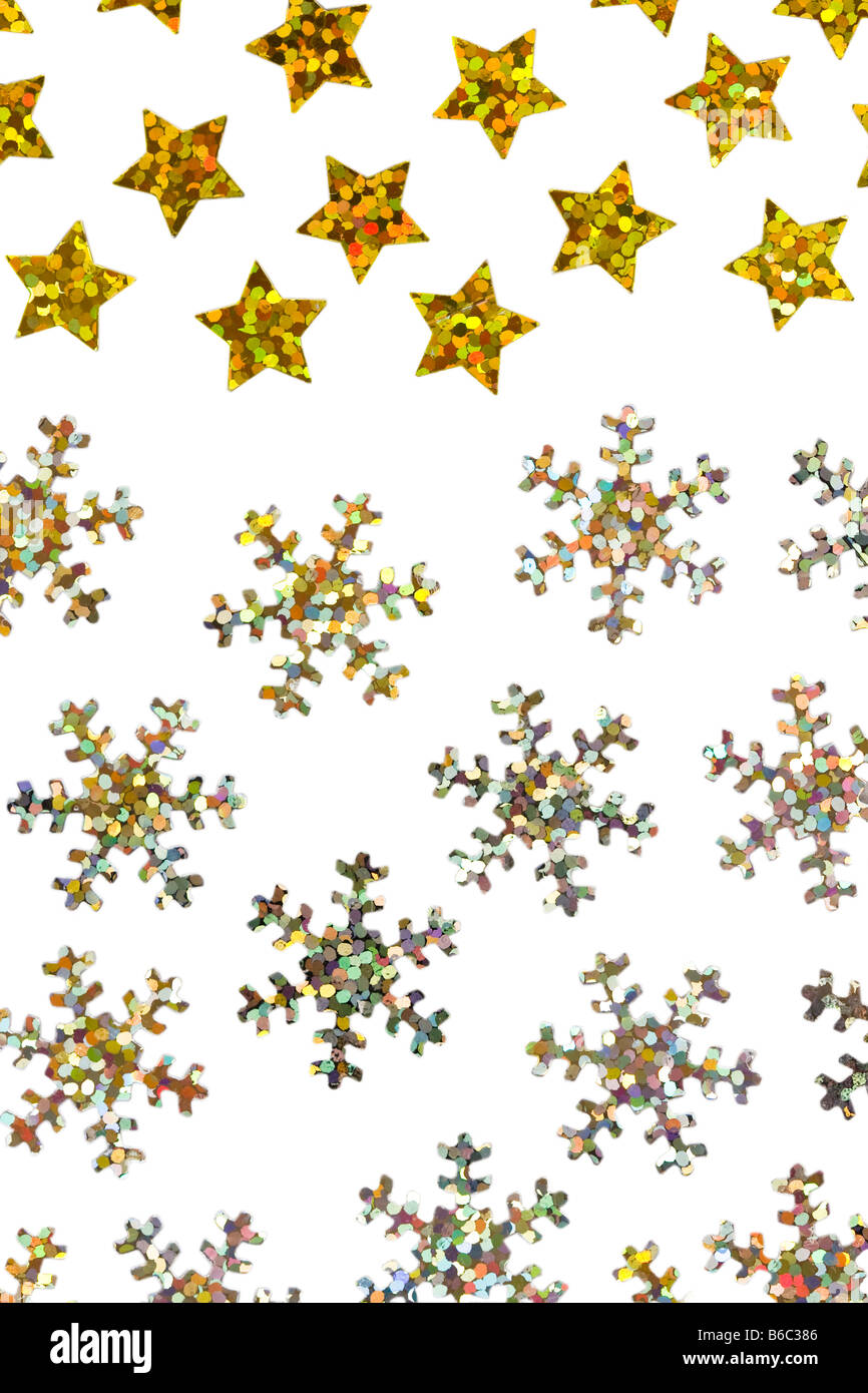 Multi - Coloured Stars and Snowflakes on a White Background Stock Photo ...