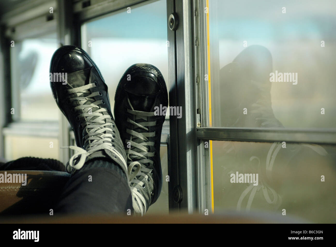 A lazy ride on a school bus Stock Photo - Alamy