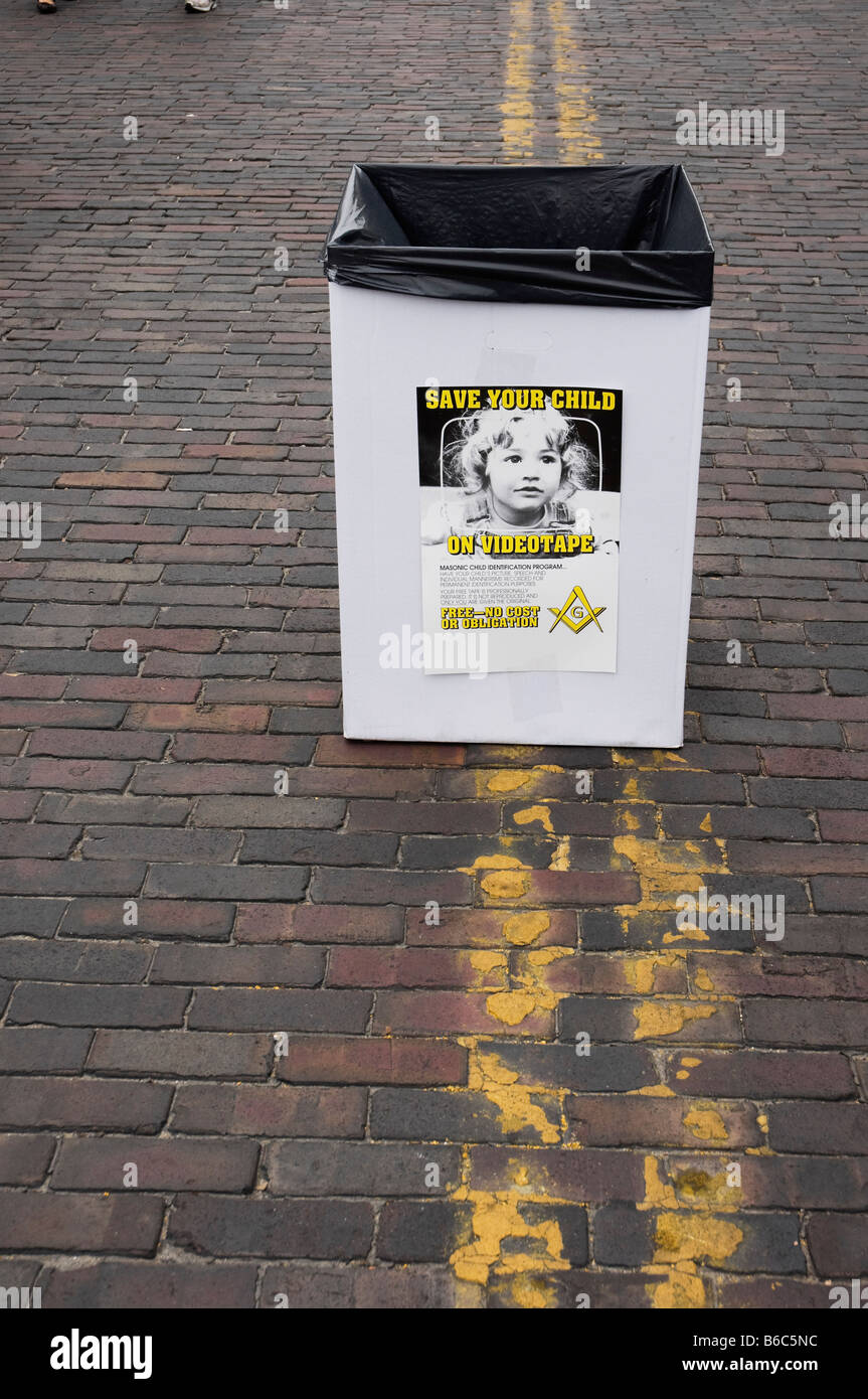 advertisement on trash receptacle for videotaping your child for ...