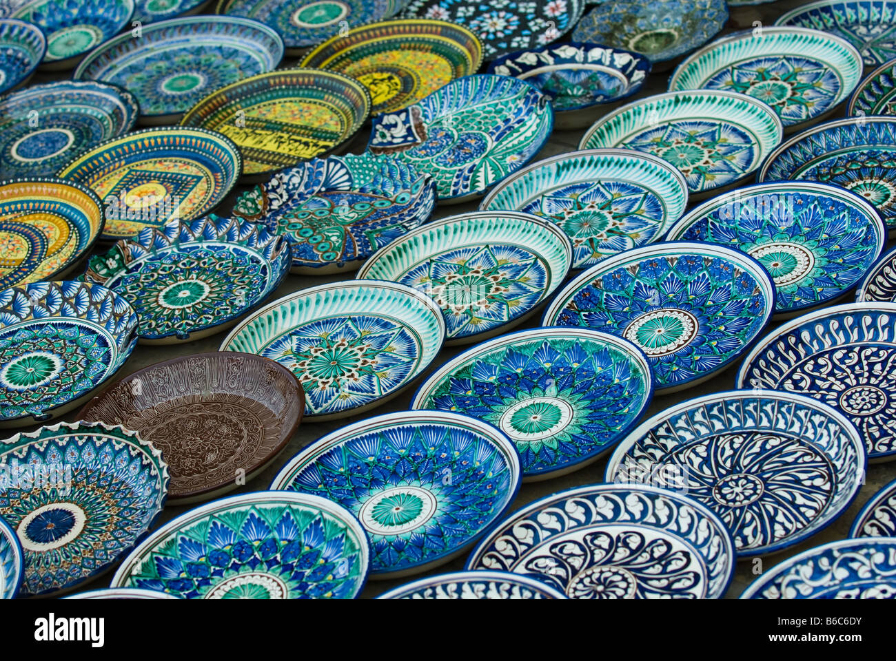 Background of traditional Uzbek ceramic plates Stock Photo - Alamy