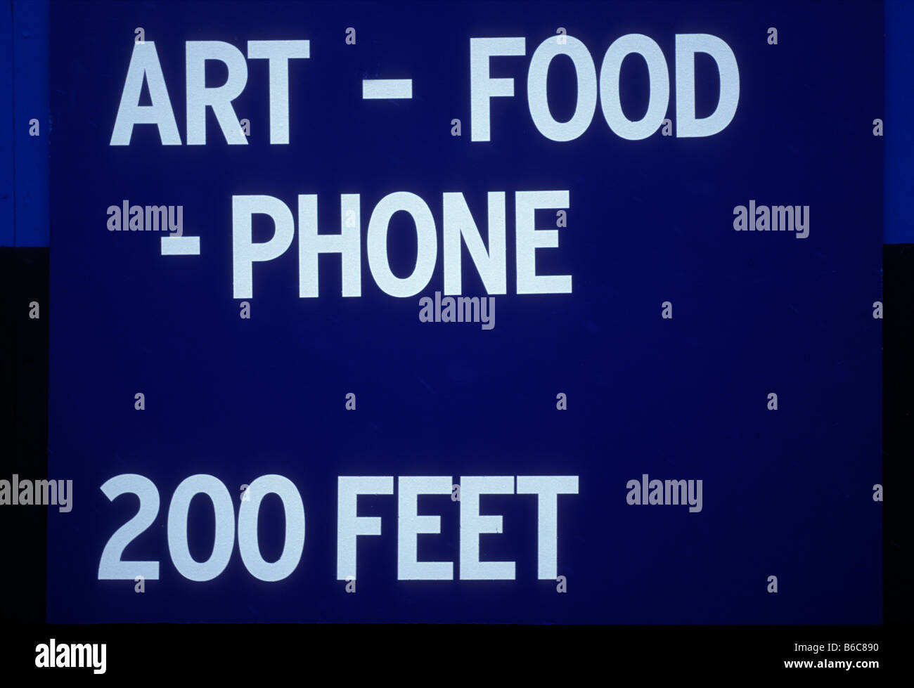 art food phone 2000 feet assistance sign Stock Photo - Alamy