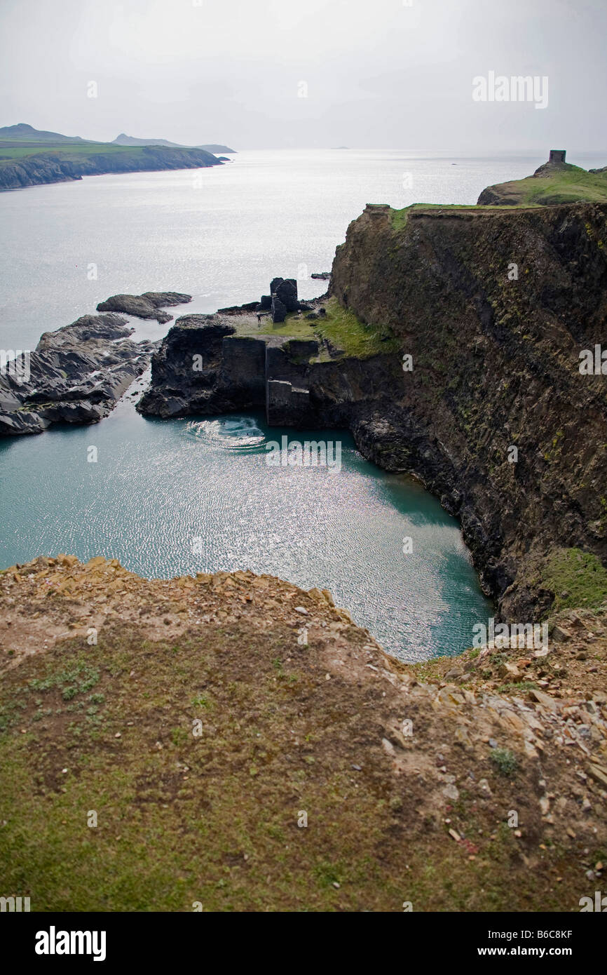 Blue Lagoon quarry pit at Aberiddi Pembrokeshire coast National park ...