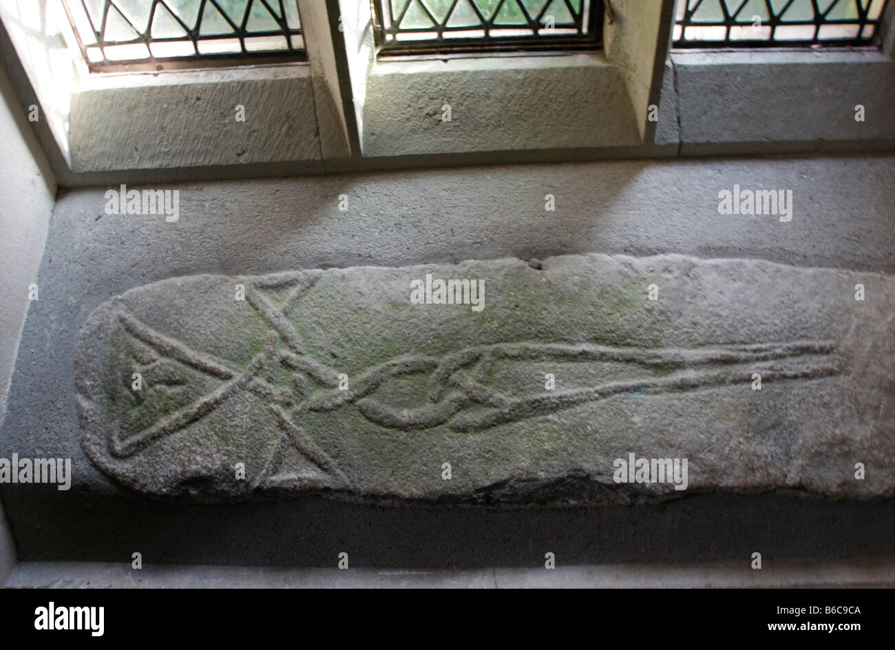Primitive celtic cross in Nevern church. Nevern Pembrokeshire Wales UK ...