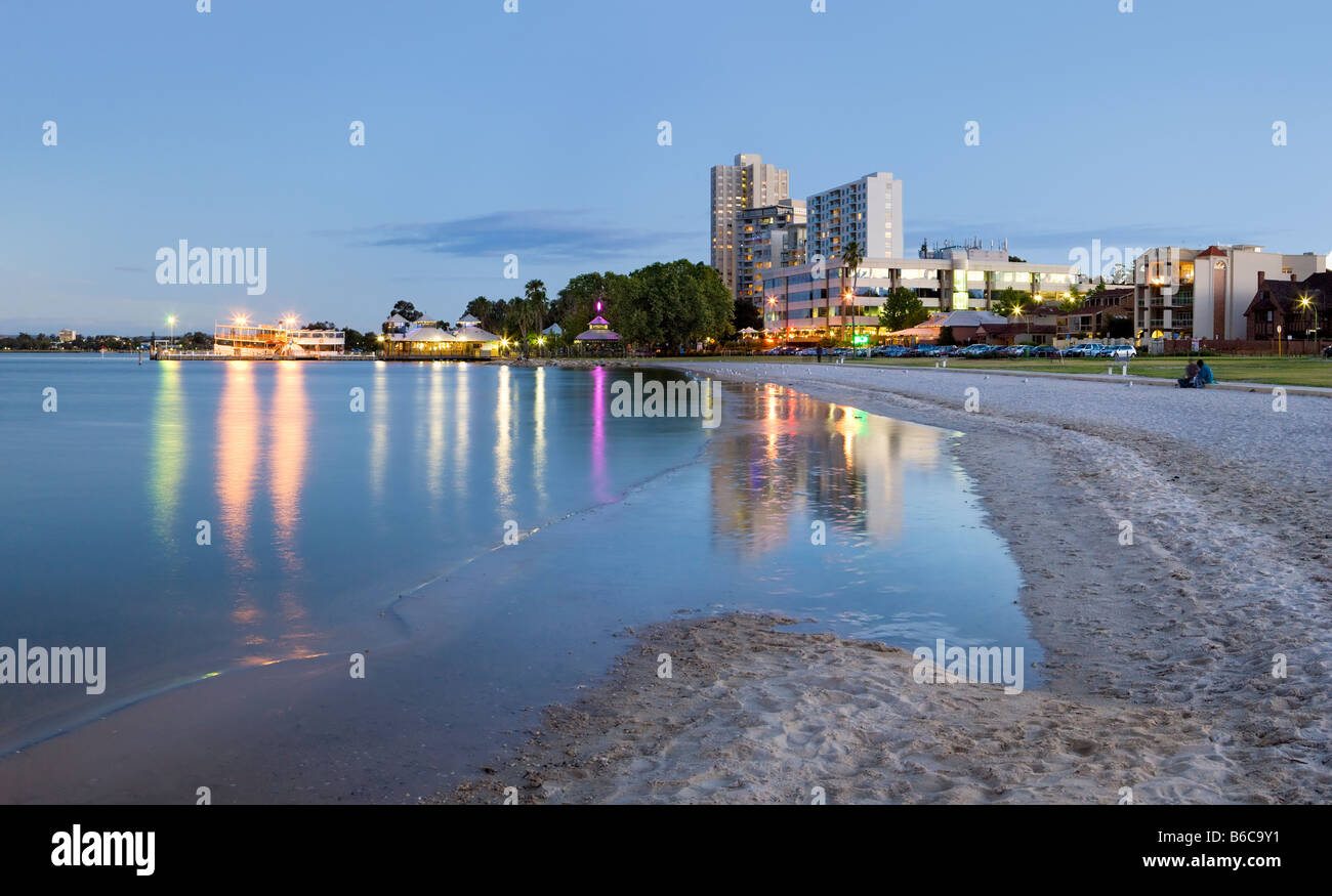 Apartment blocks overlooking the Swan River and Mends Street Jetty in ...