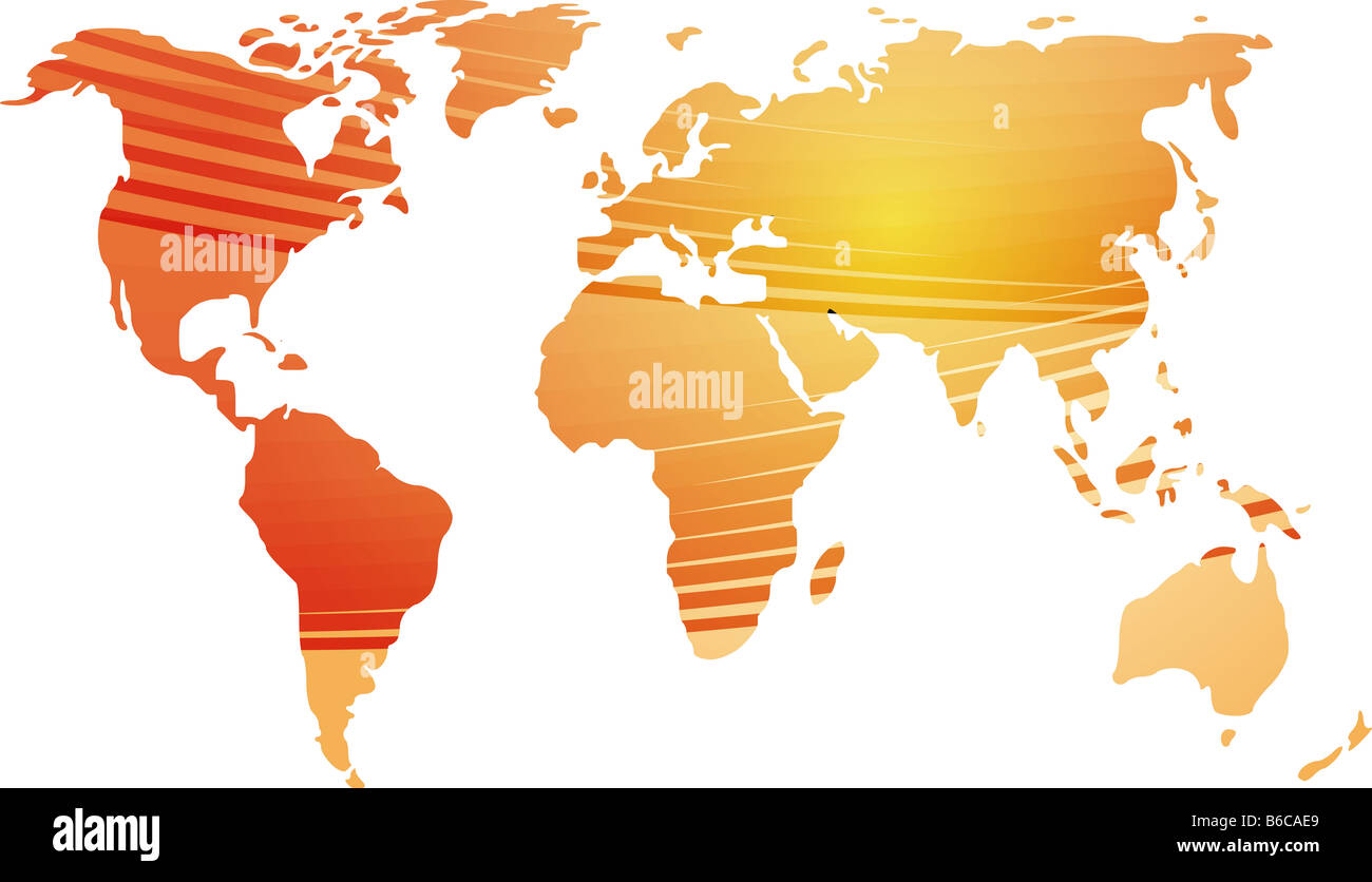 Map of the world illustration with abstract curved lines Stock Photo ...