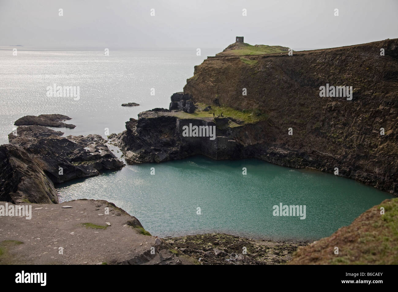 Blue Lagoon quarry pit at Aberiddi Pembrokeshire coast National park ...