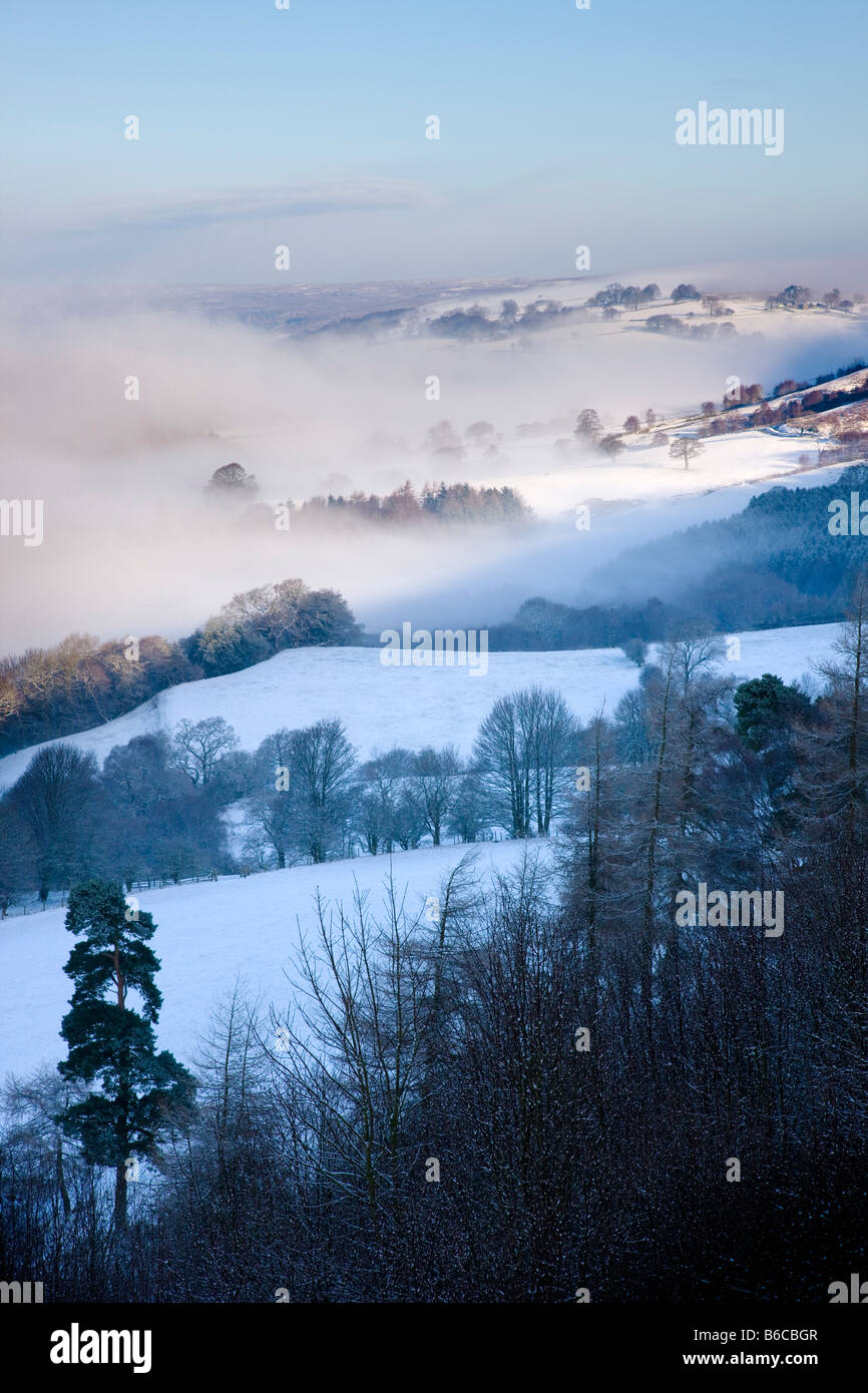 Bilsdale in winter mist from Newgate Bank North York Moors National ...