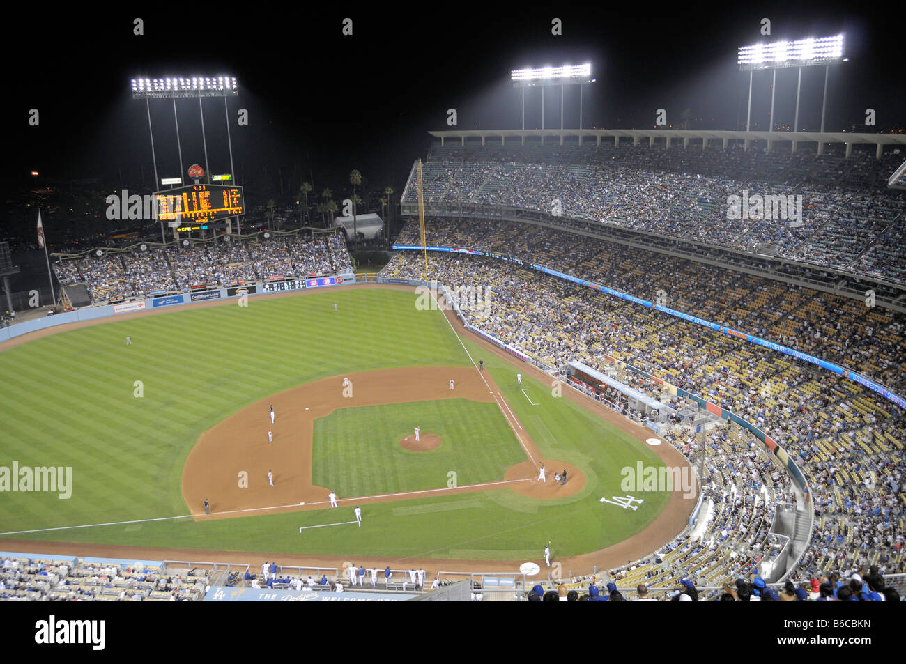 Dodger Stadium during night game of baseball Stock Photo - Alamy