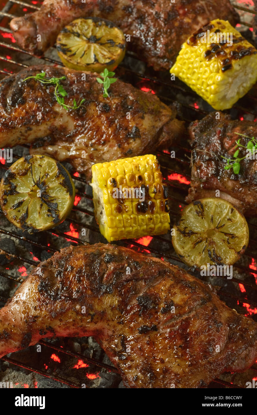 Jerk chicken food Stock Photo - Alamy