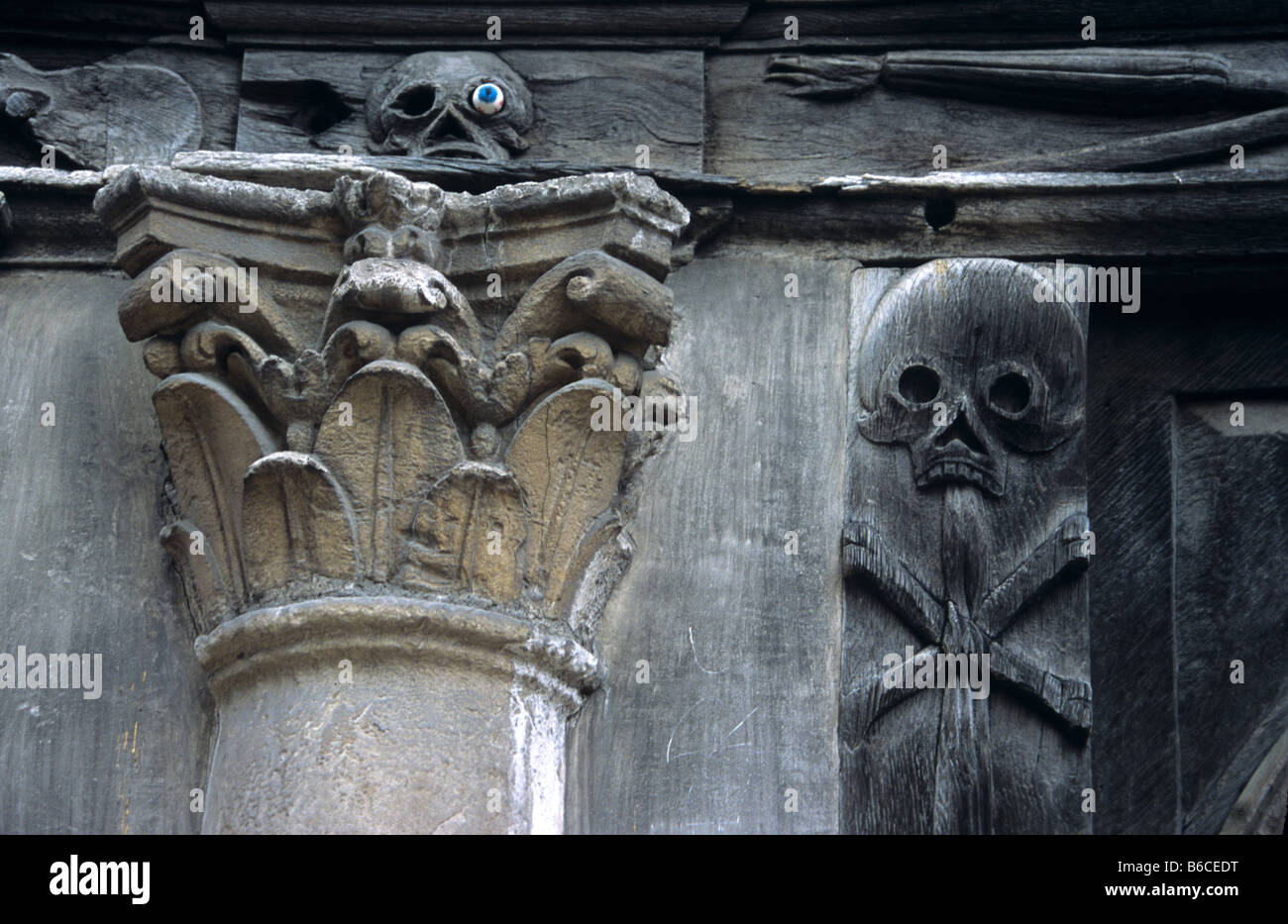 Evil Eye and Carved Skull at the Aître St-Maclou (c16th), Medieval ...