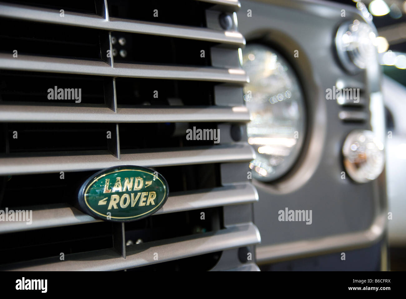 Front detail with headlight of 2008 Land Rover Defender Stock Photo - Alamy