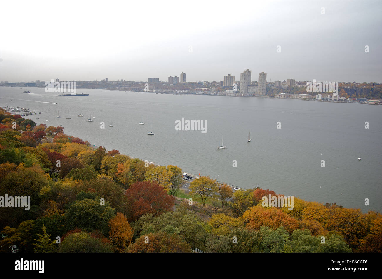 Aerial View of Hudson River, looking towards Hoboken New Jersey USA ...