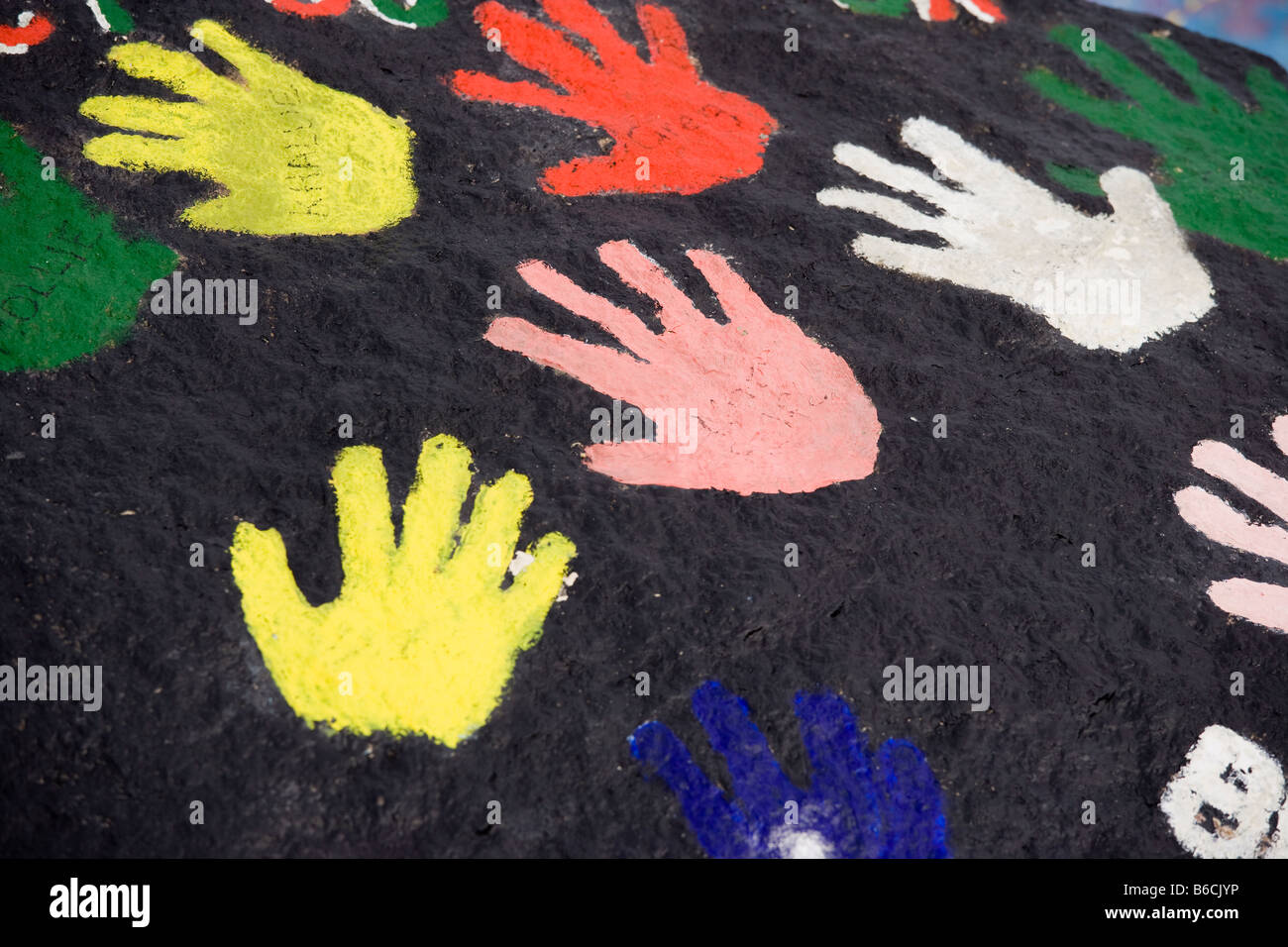 Red handprints hi-res stock photography and images - Alamy