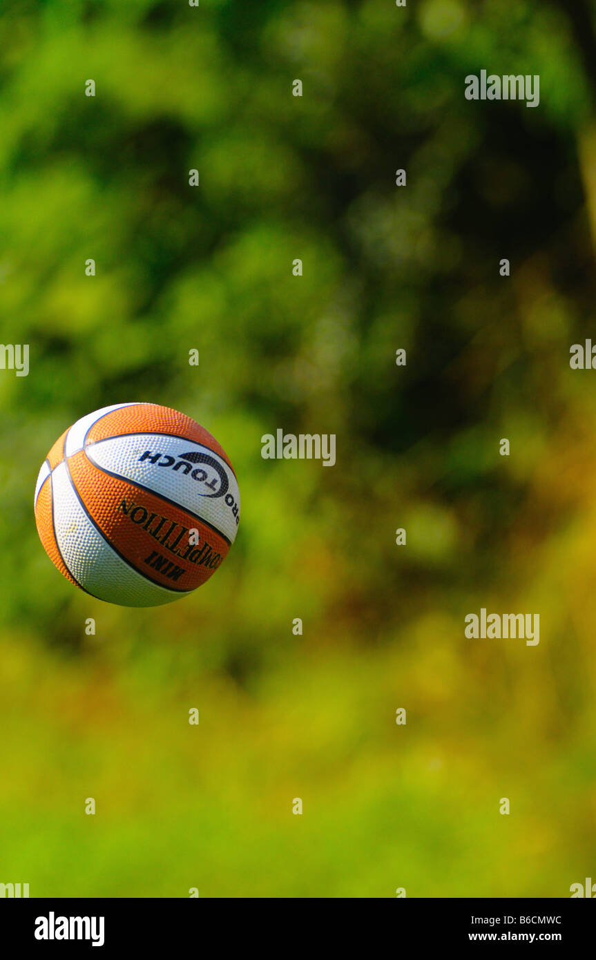 Close-up of soccer ball in air Stock Photo - Alamy