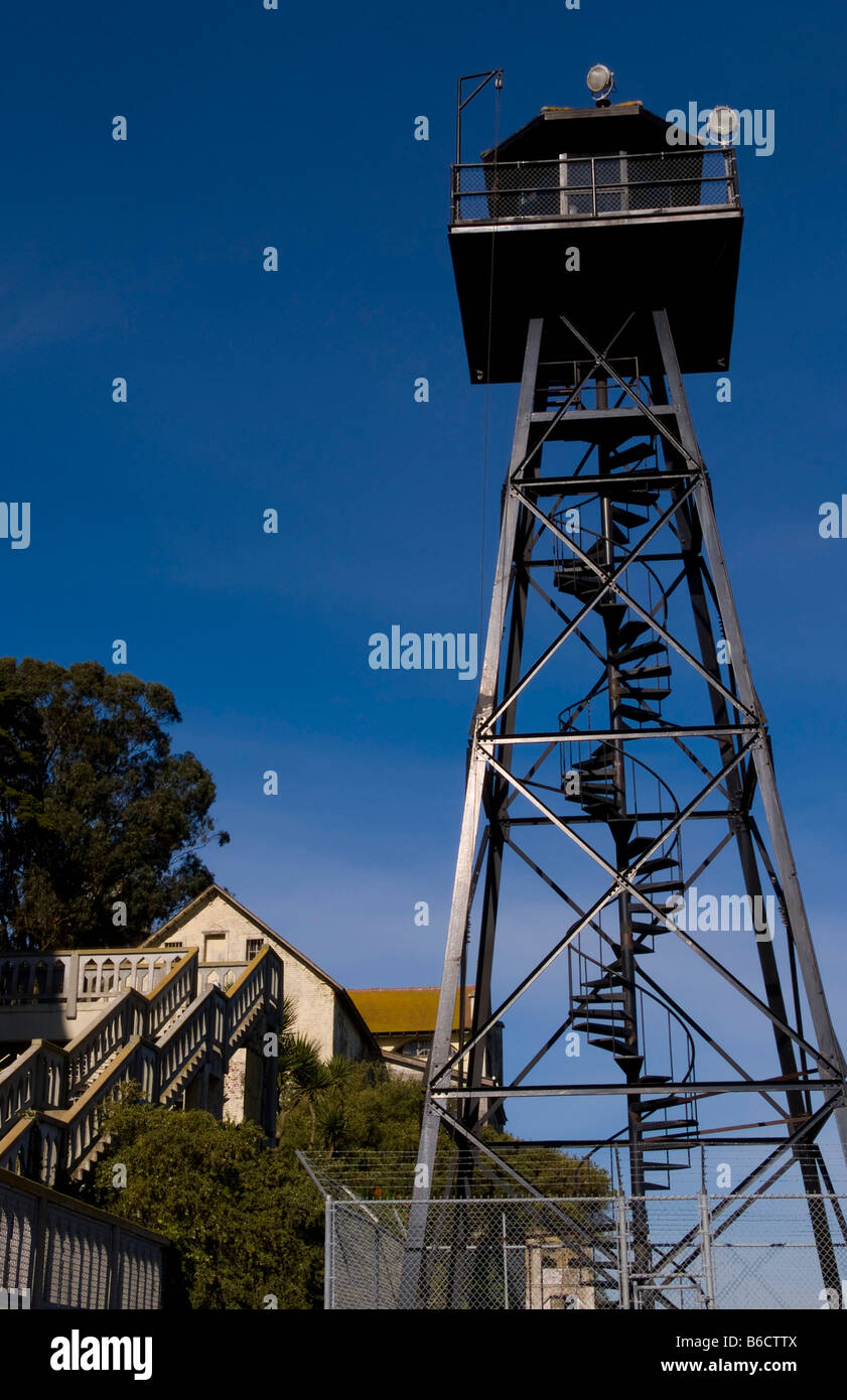 Low angle view of watchtower, Alcatraz Island, San Francisco Bay ...