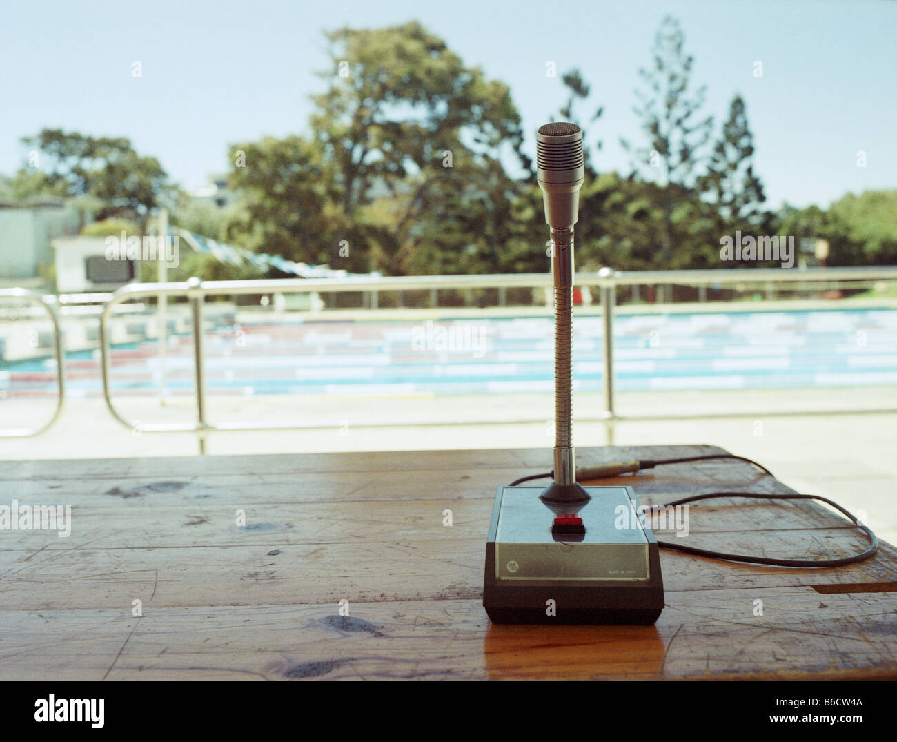 Close-up of microphone at swimming pool Stock Photo - Alamy