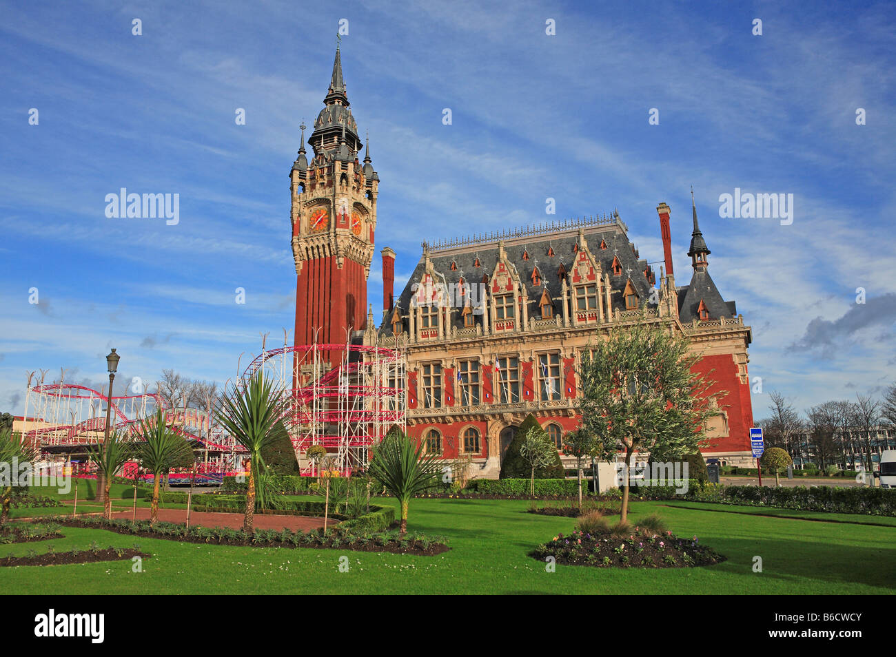 France, Calais At Christmas, Town Hall Stock Photo - Alamy