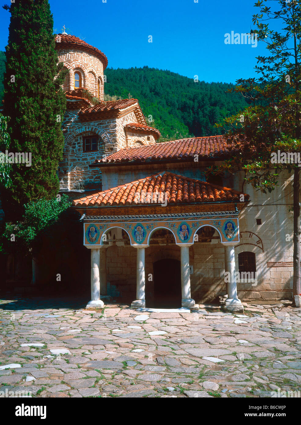 Facade of monastery, Bachkovo Monastery, Church of Sveta Bogoroditsa ...