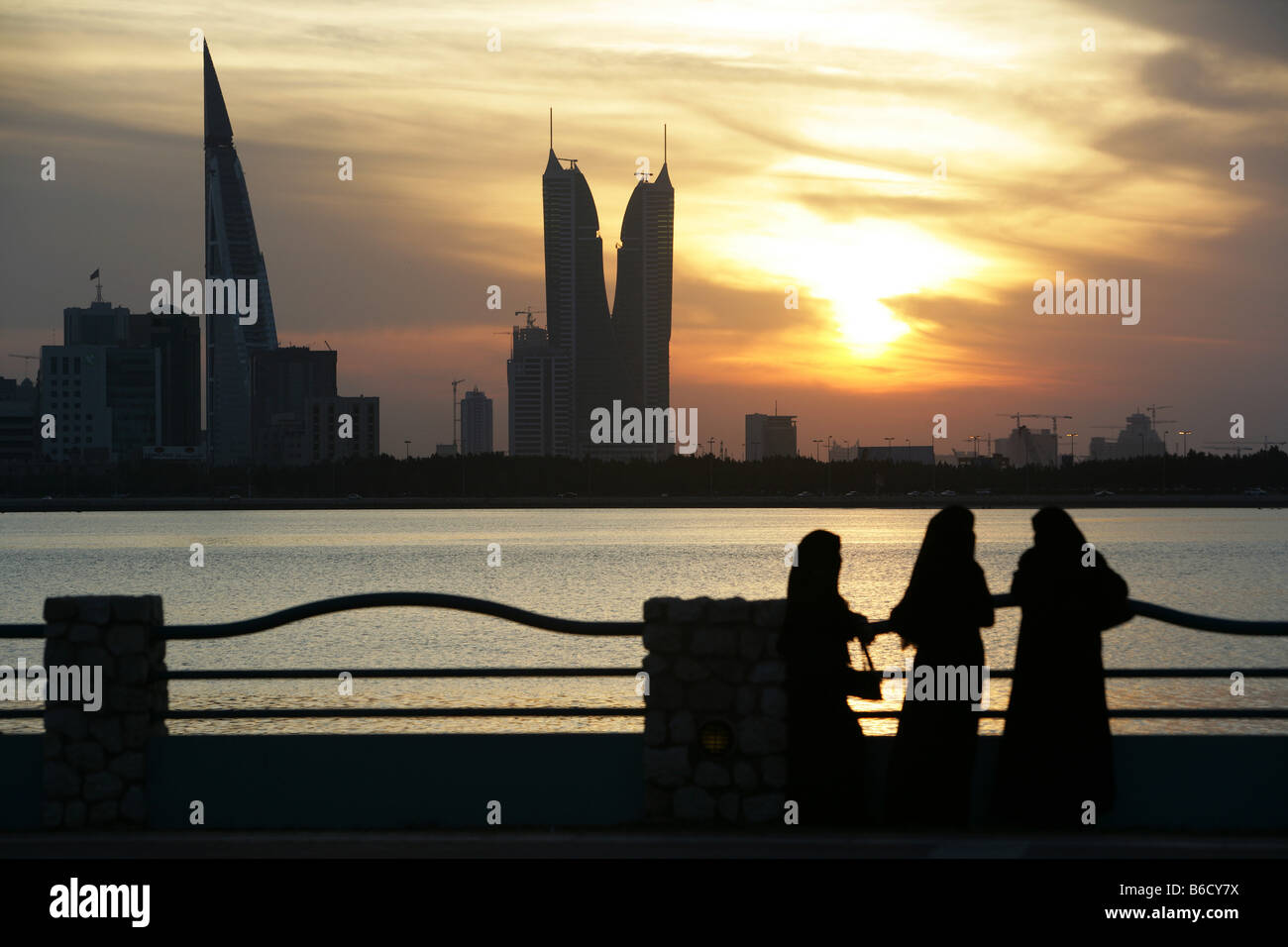 BRN, Bahrain: skyline of Manama seen from the Corniche at the King ...