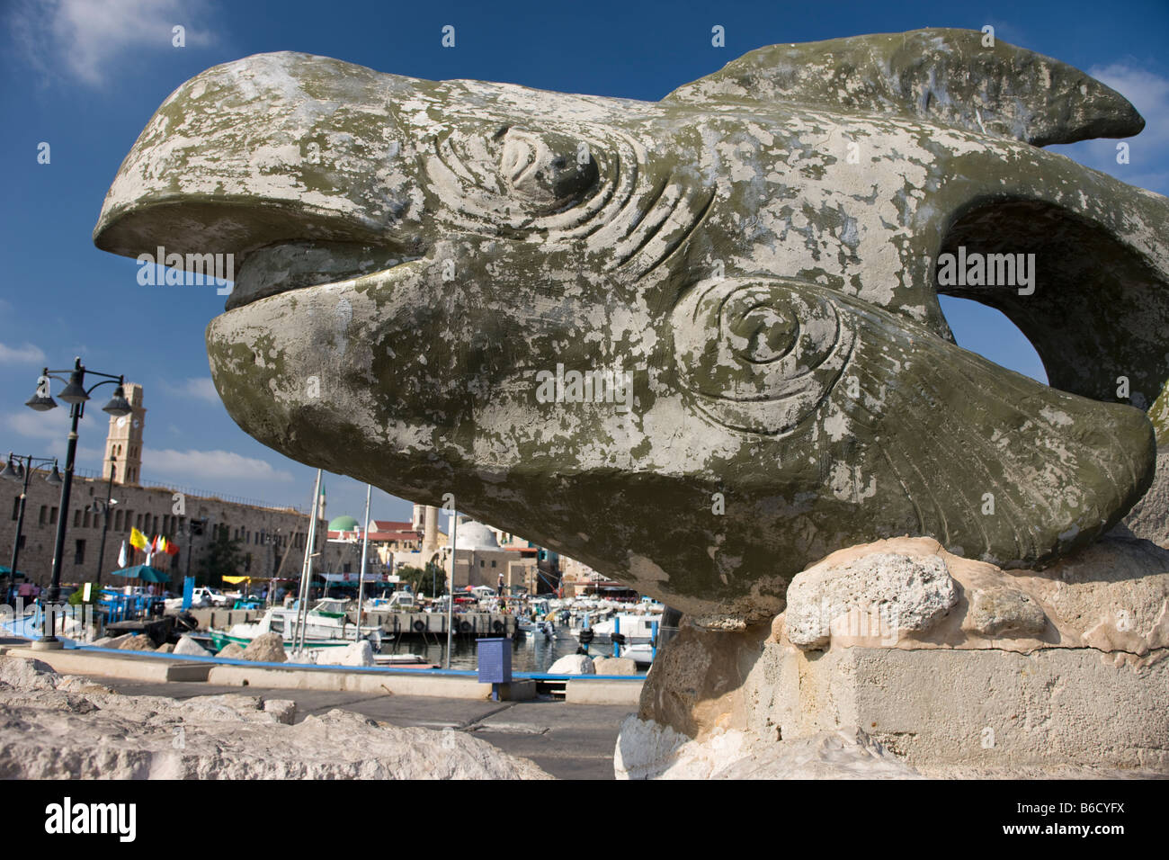 JONAH WHALE SCULPTURE PORT OLD CITY ACCO ISRAEL Stock Photo - Alamy