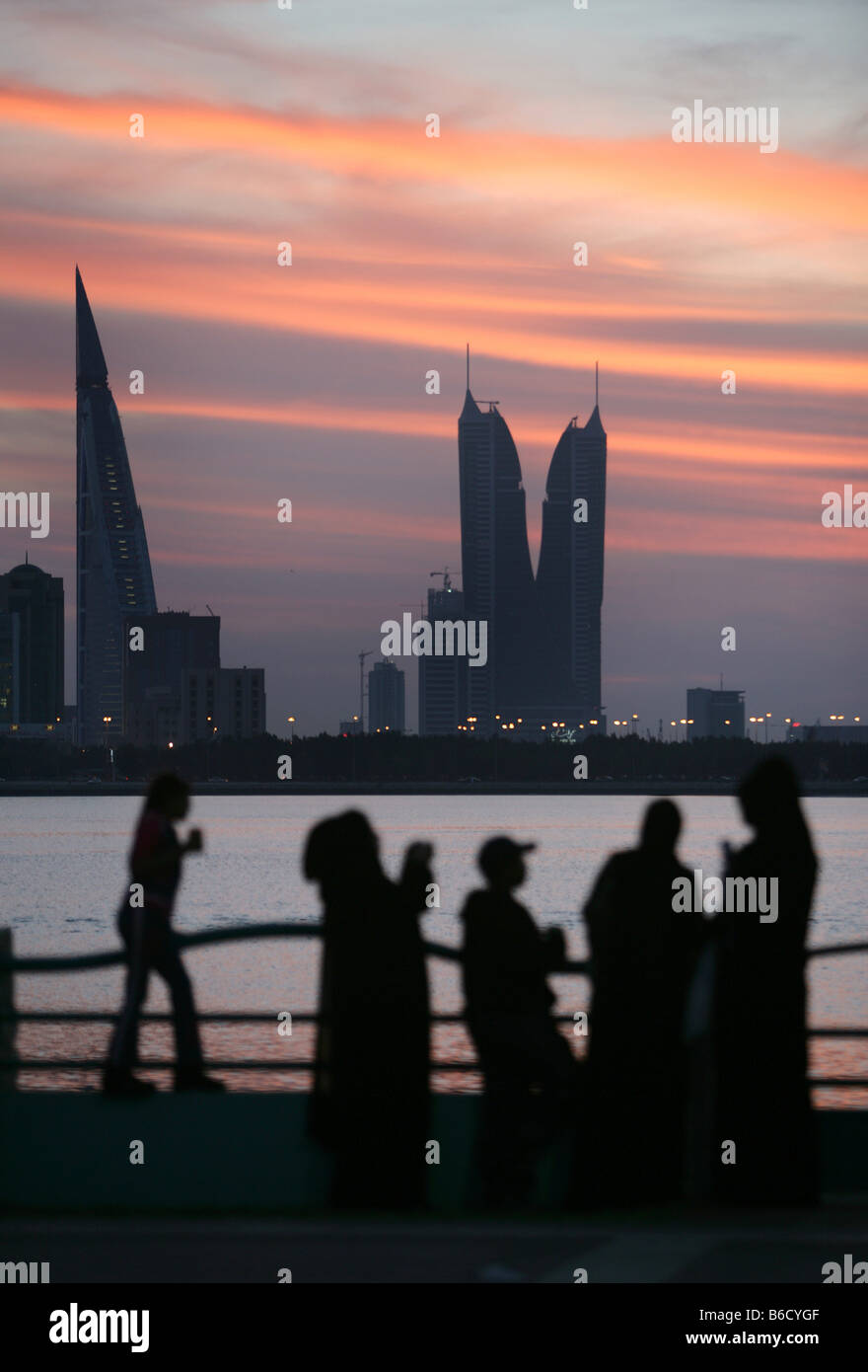 BRN, Bahrain: skyline of Manama seen from the Corniche at the King ...
