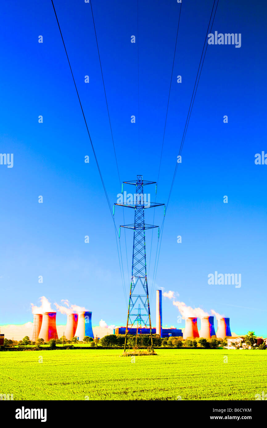 Power Station, Pylon & Power Lines Stock Photo - Alamy
