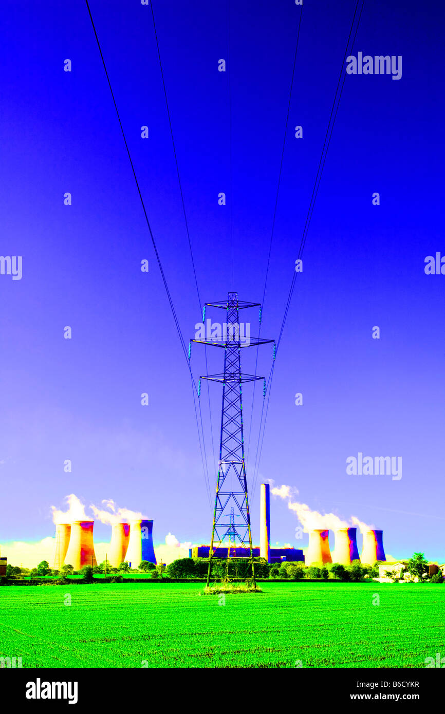 Power Station, Pylon & Power Lines Stock Photo - Alamy