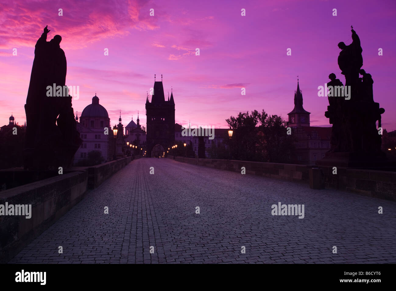 BAROQUE STATUES KING CHARLES IV BRIDGE PRAGUE CZECH REPUBLIC Stock ...