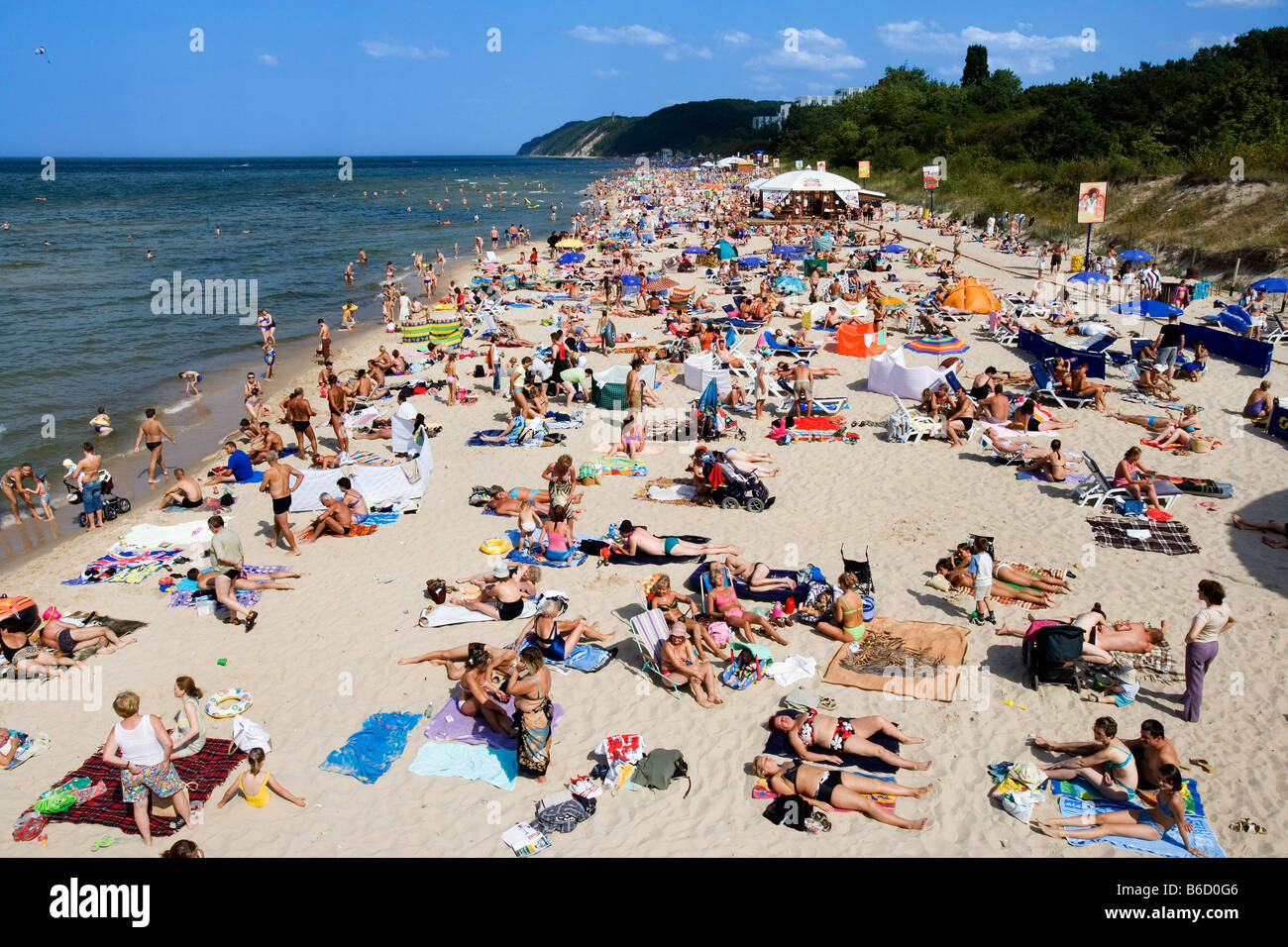 Scene of crowded beach, Misdroy, Wolin, Poland Stock Photo - Alamy