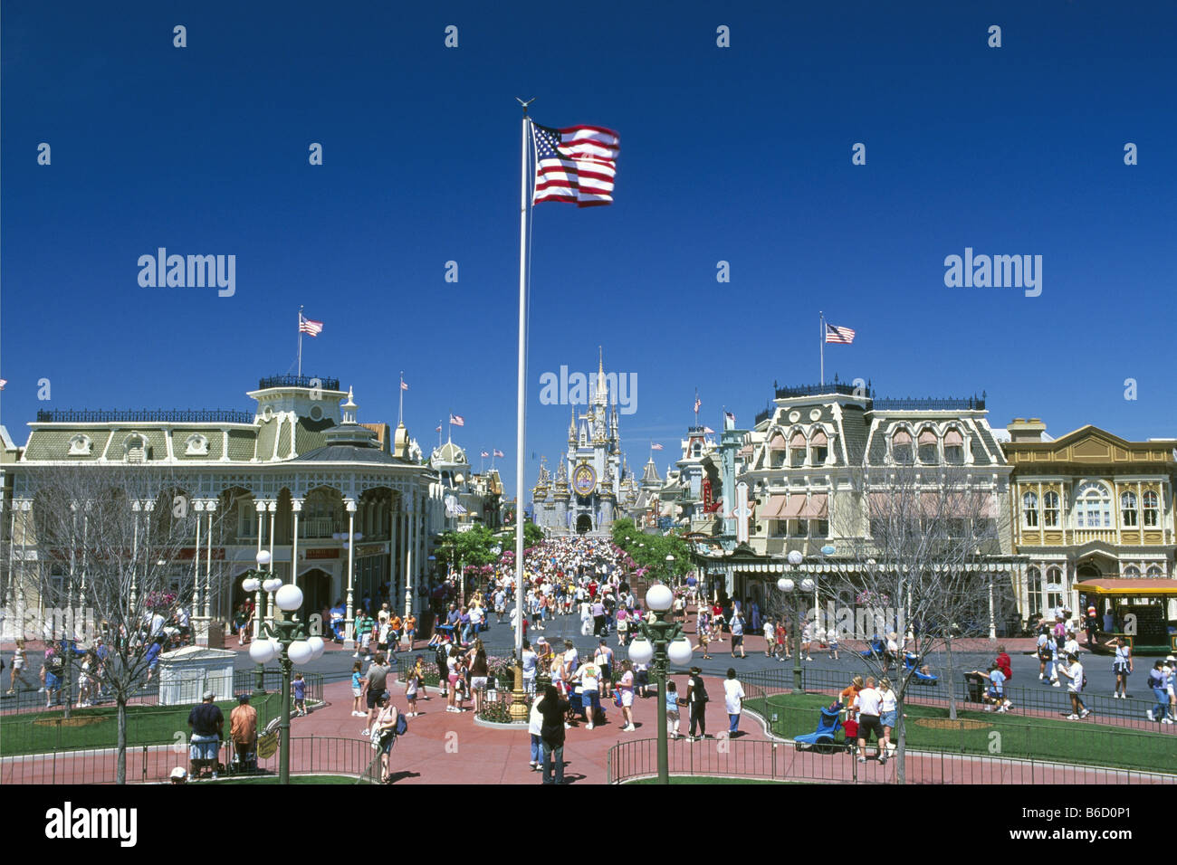 Tourists in amusement park, Walt Disney World, Orlando, Florida, USA ...