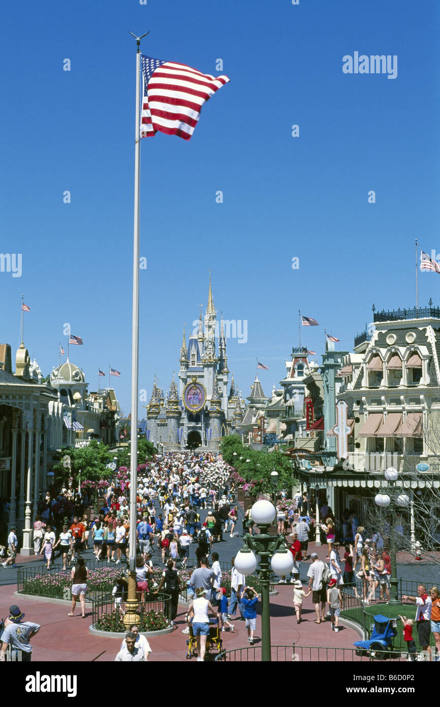 Tourists in amusement park, Walt Disney World, Orlando, Florida, USA ...