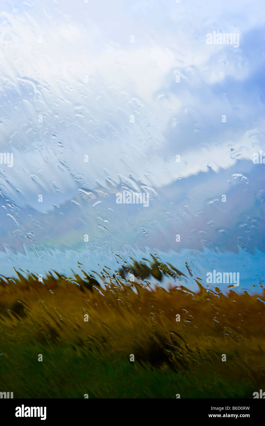 Views of Wasdale in the English Lake Distirct through a rain splattered ...