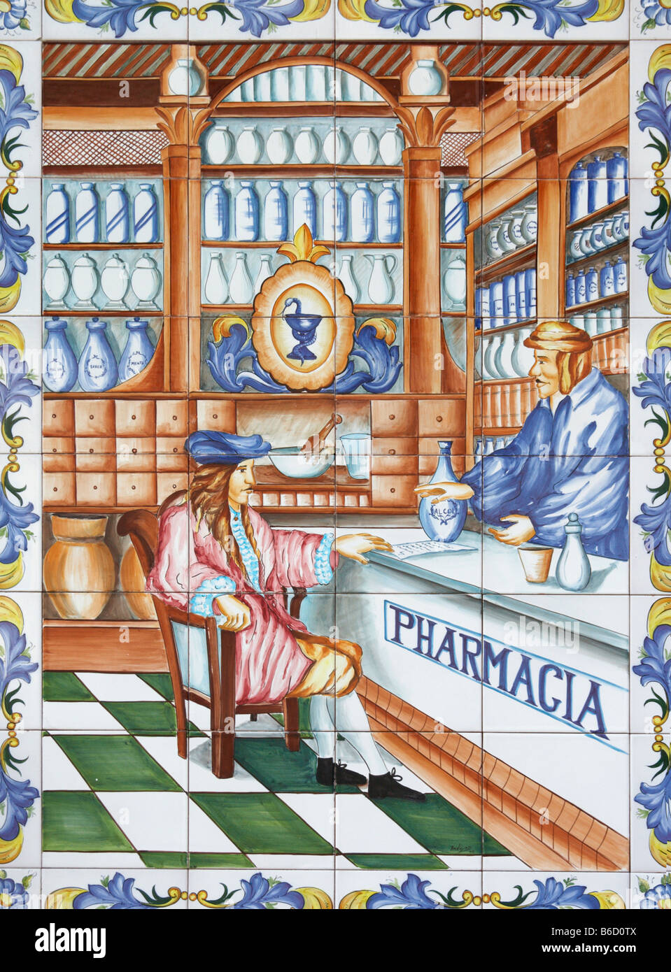 Coloured Tiles Outside A Pharmacy Stock Photo - Alamy