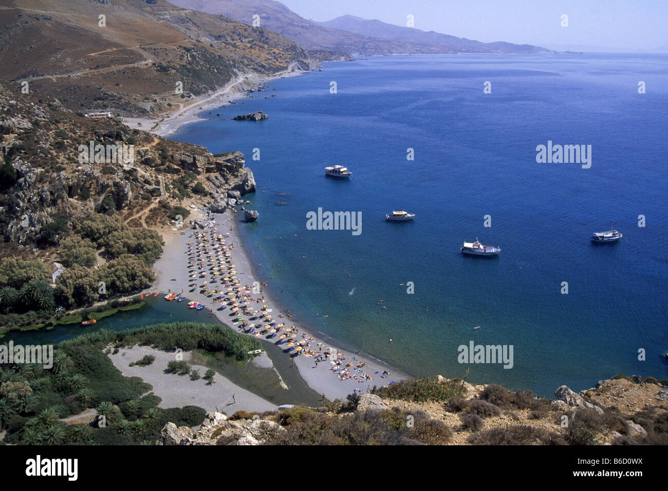 Aerial view of boats in sea, Crete, Greece Stock Photo - Alamy